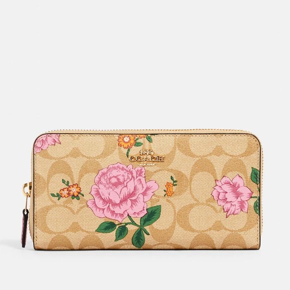 Coach | Bags | Coach Accordion Zip Wallet In Signature Canvas With ...